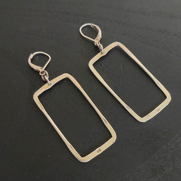 Vintage | Jewelry | Vintage Navajo Sterling Silver Dd Mod Cut Out Dangle Rectangular Earrings ...
